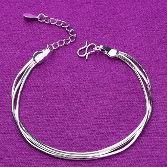 Jewelry | Sterling Silver Trilayered Thin Snake Anklet | Poshmark